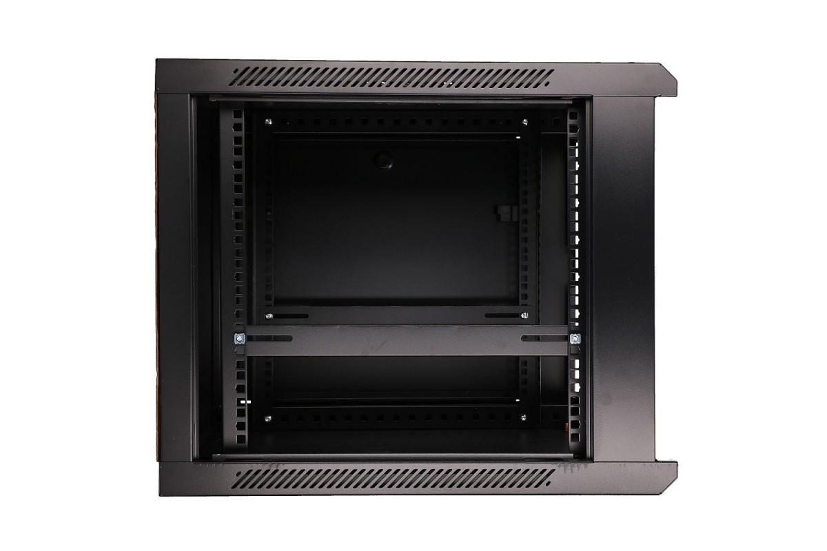 Extralink Szafka wisząca rack 9U 600x600 czarna szklane drzwi | Kakto.pl
